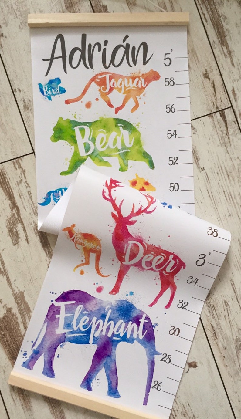 Jungle Animals Height Chart Personalised Canvas Growth Chart - Etsy