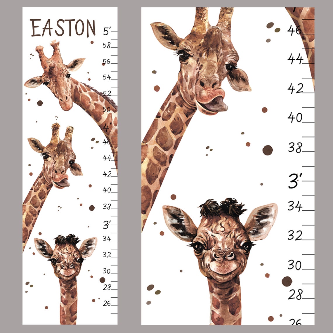 Funny Giraffe Growth Chart Personalized Height Chart Safari | Etsy