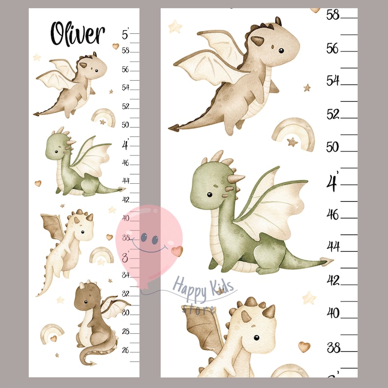 Dragon Growth Chart – Personalized Kids Height Ruler - Etsy