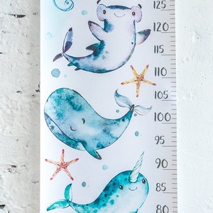 Nautical Sea Creatures Growth Chart Canvas Height Chart Whale/shark ...