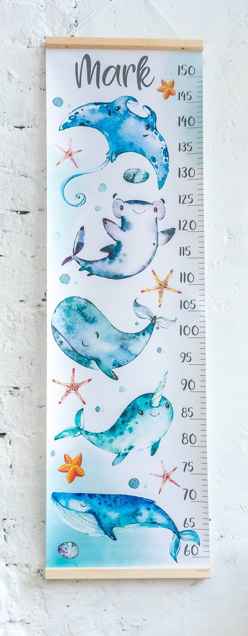 Nautical Sea Creatures Growth Chart Canvas Height Chart - Etsy