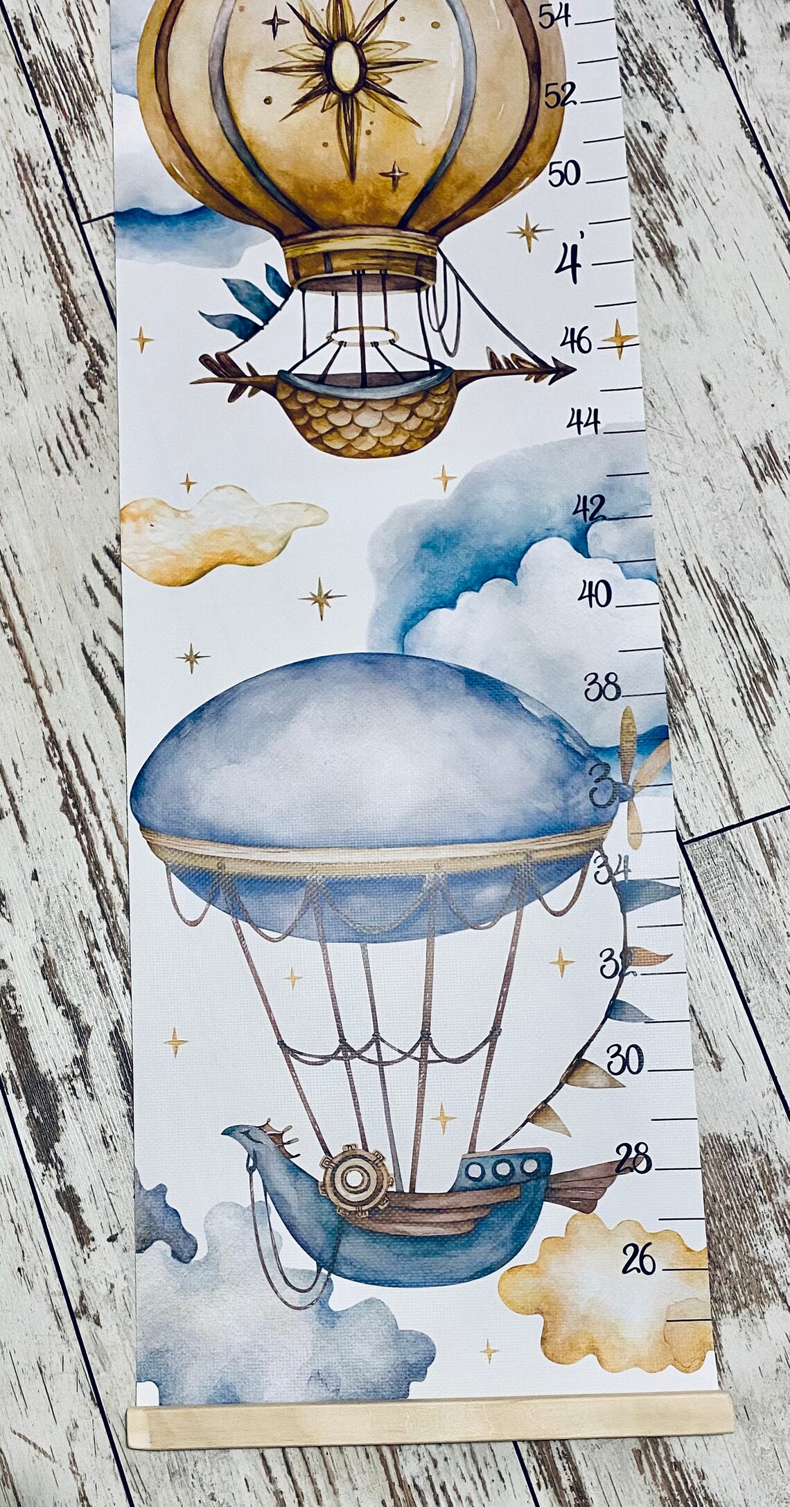 Hot Air Balloons Growth Chart Boy Height Chart Vintage - Etsy