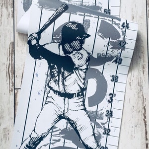 Baseball Nursery Decor Sports Height Chart Baseball Kids Room Shower or ...