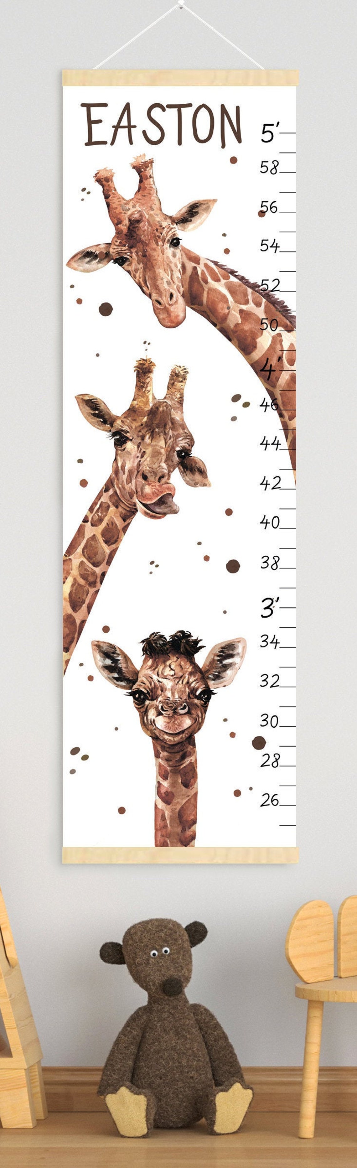 Funny Giraffe Growth Chart Personalized Height Chart Safari | Etsy