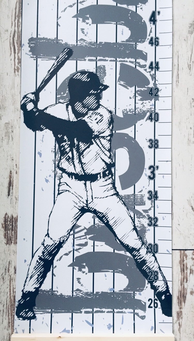 Baseball nursery decor Sports height chart Baseball kids room | Etsy
