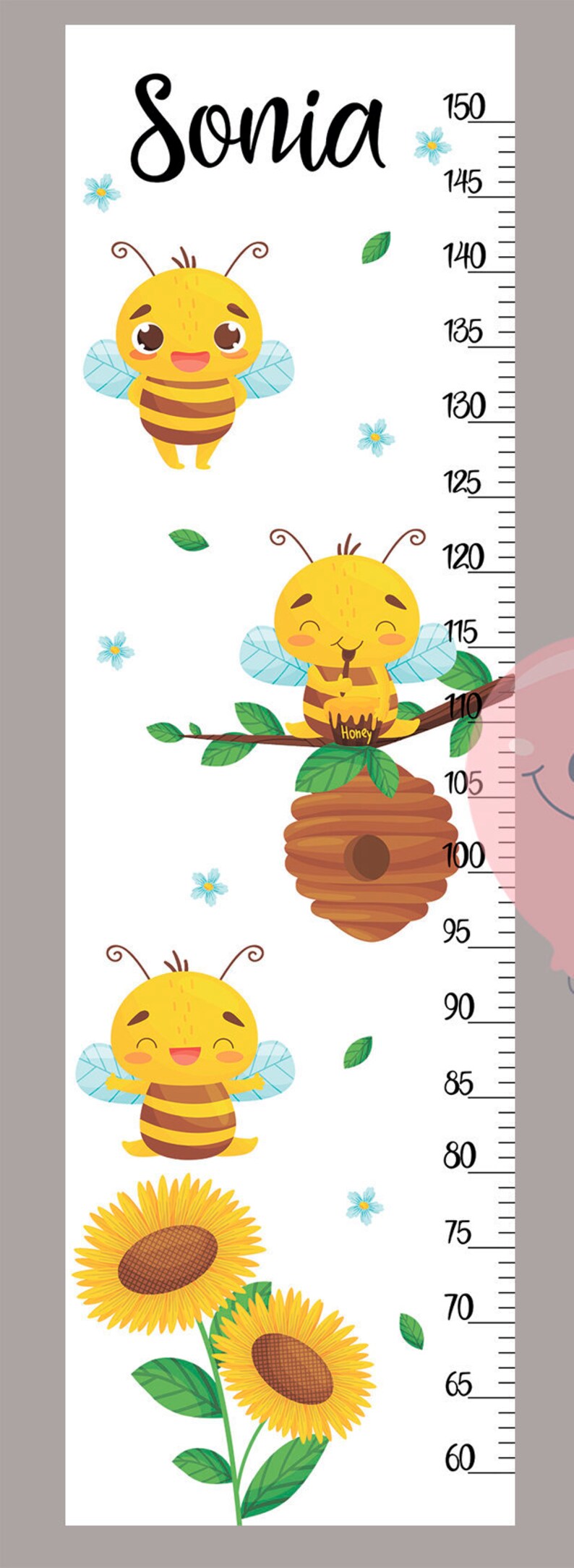 Height Chart Bee Buzzing Beehive Growth Chart Bees Nursery - Etsy