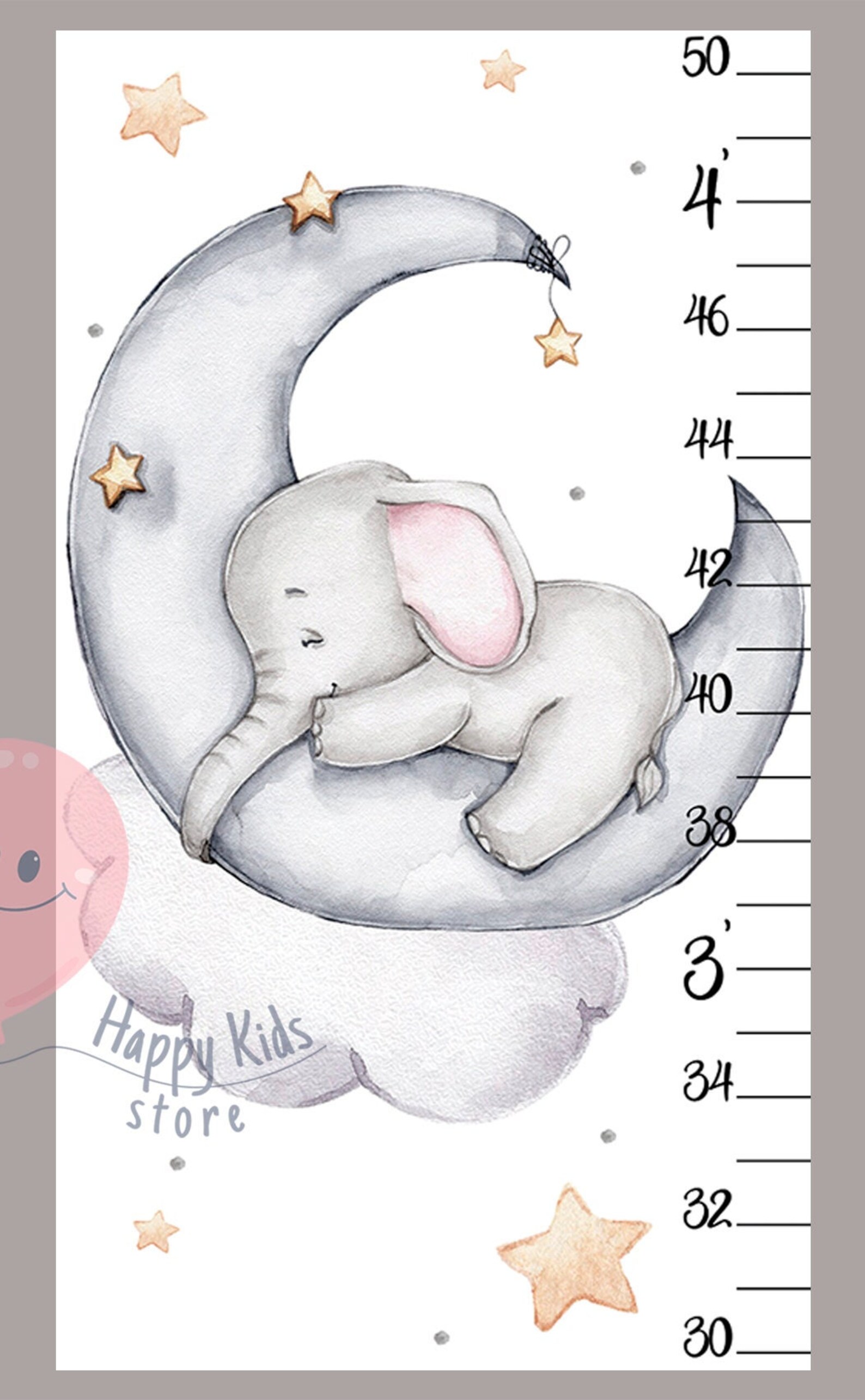 Elephant Growth Chart Baby Elephant Height Chart Sleeping - Etsy