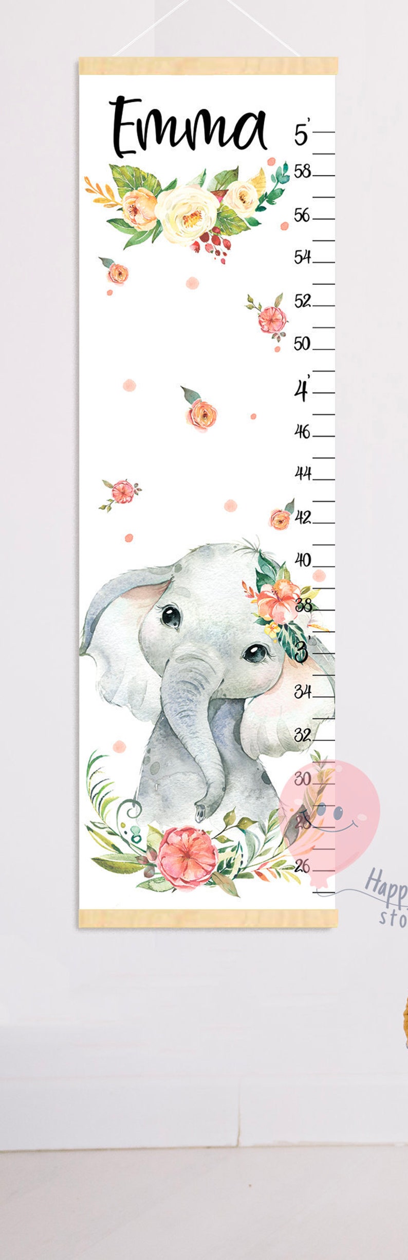 Height Chart Elephant Baby Girl Elephant Growth Chart Cute | Etsy