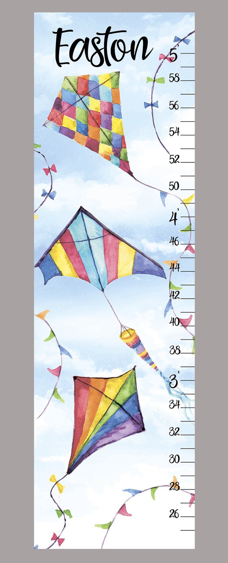 Kite in the Wind Growth Chart Sky Height Chart Kites Nursery | Etsy