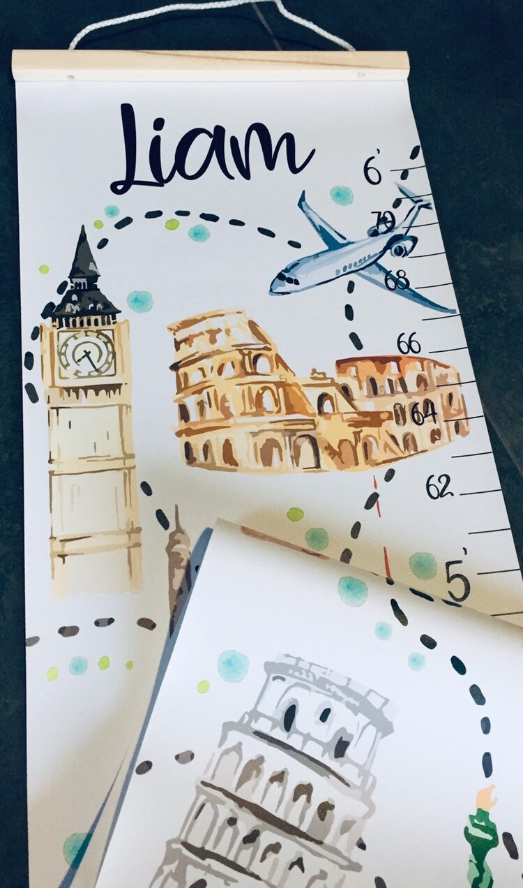 Travel Growth Chart – City Theme Kids Nursery Wall Height Ruler - Etsy