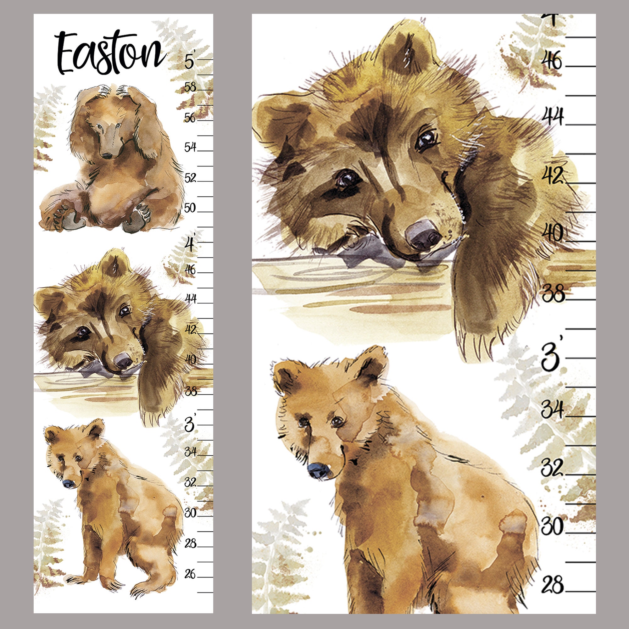 Bear Growth Chart – Woodland Animals Wall Height Ruler - Etsy