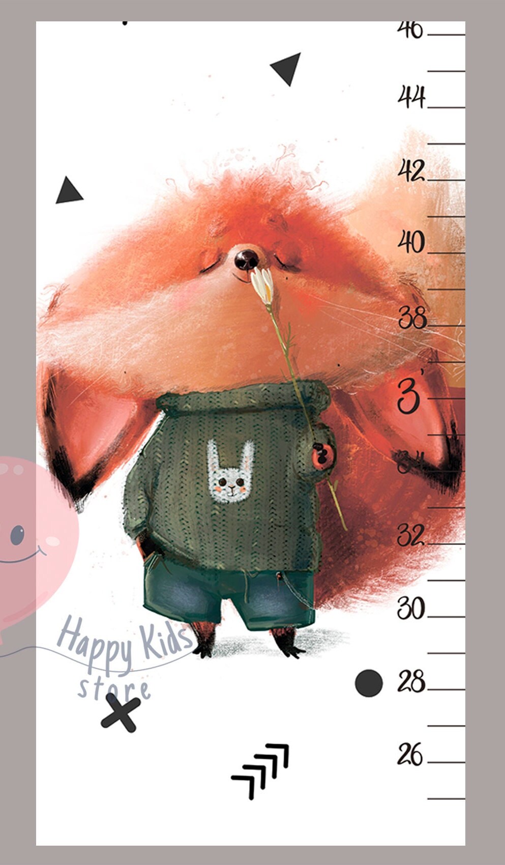 Fox Growth Chart Animals Nursery Wall Hanging Decor Boy Height - Etsy