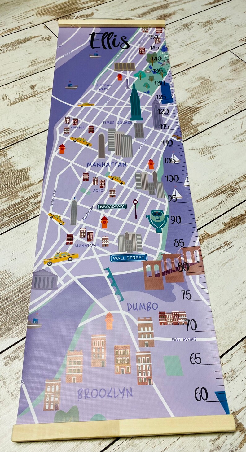 Growth Chart New York City Map Height Chart New York Nursery - Etsy