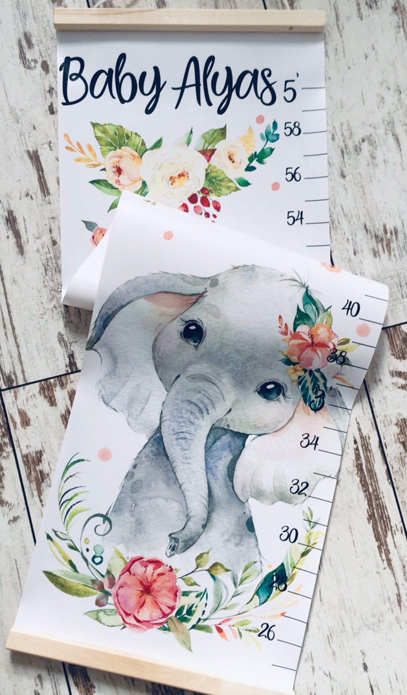 Height Chart Elephant Baby Girl Elephant Growth Chart Cute | Etsy