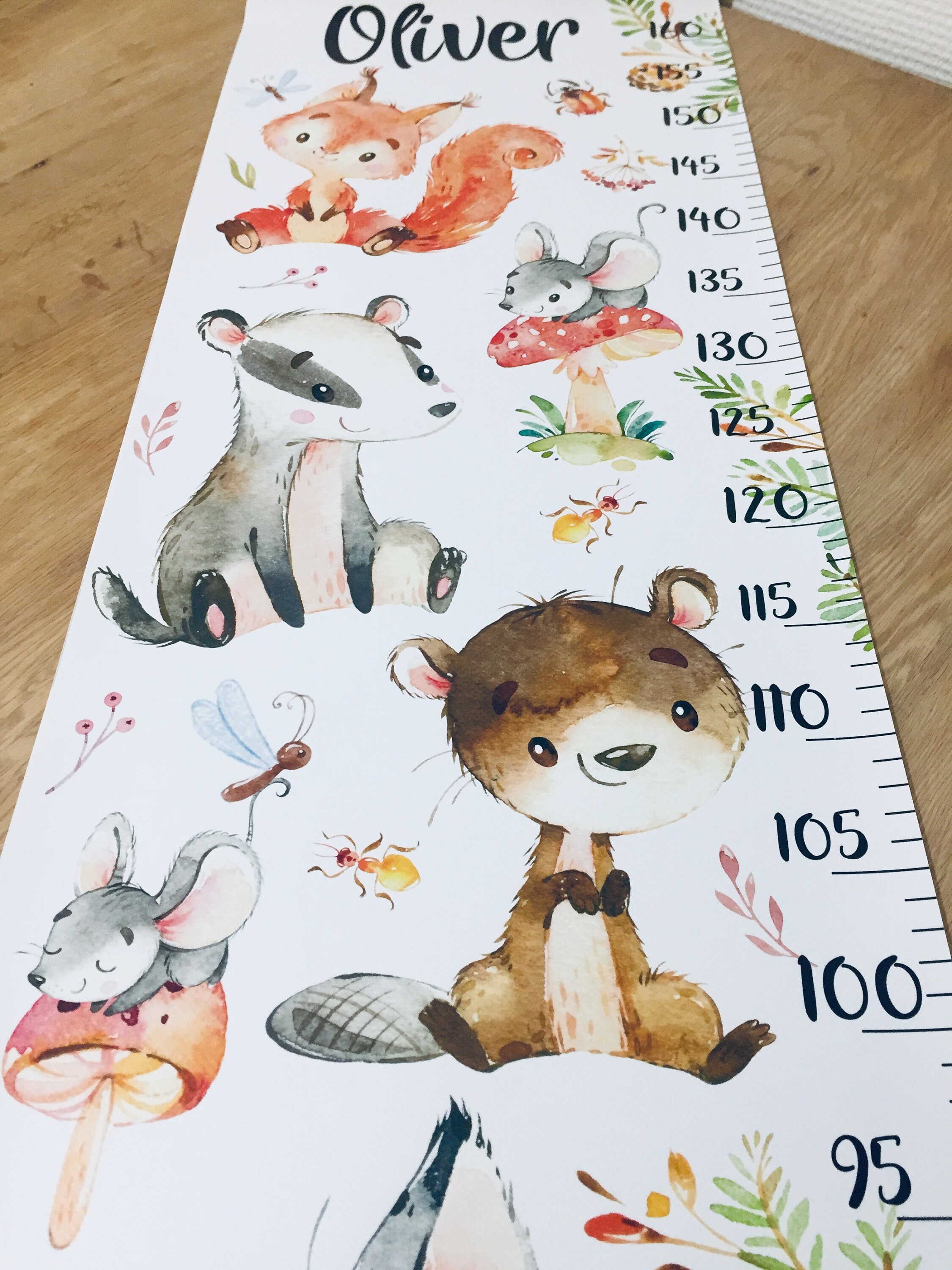 Forest Animals Growth Chart Woodland Nursery Art Canvas Personalized ...