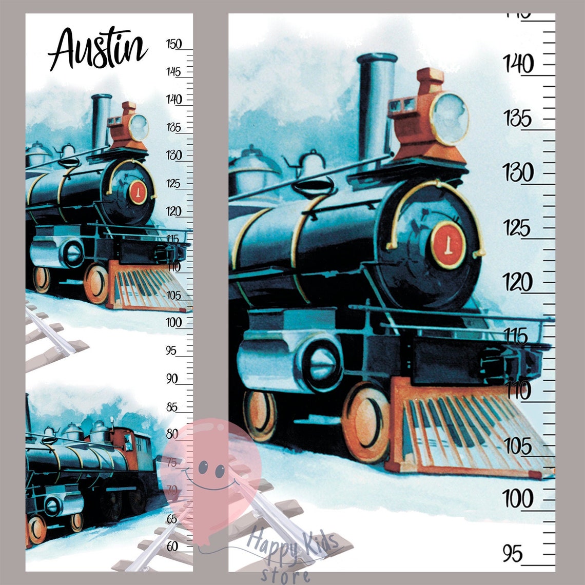 Train Height Chart Locomotive Growth Chart Train Kid Gift | Etsy