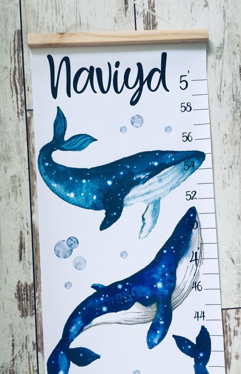 Whales Growth Chart Under the Sea Height Chart Ocean Nursery | Etsy