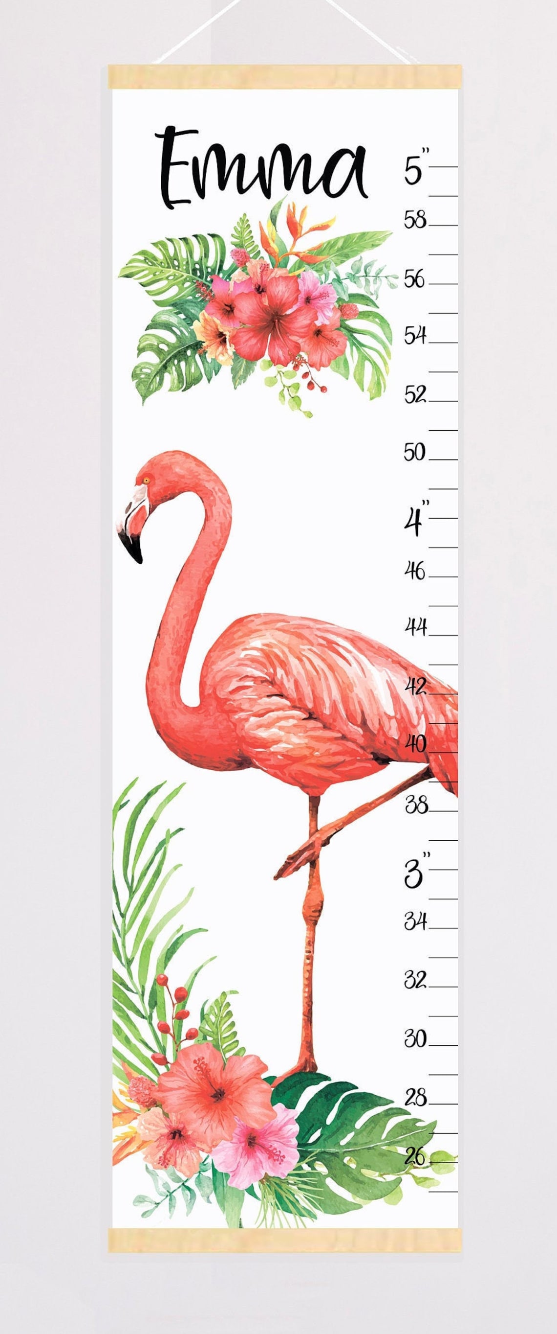 Flamingo Growth Chart Custom Canvas Height Chart for Baby Girl | Etsy