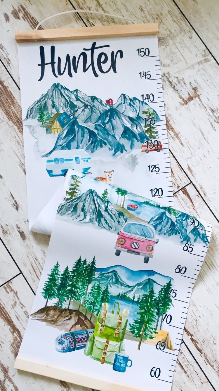 Adventure Growth Chart Nature Height Chart Mountains Nursery Wall Art ...