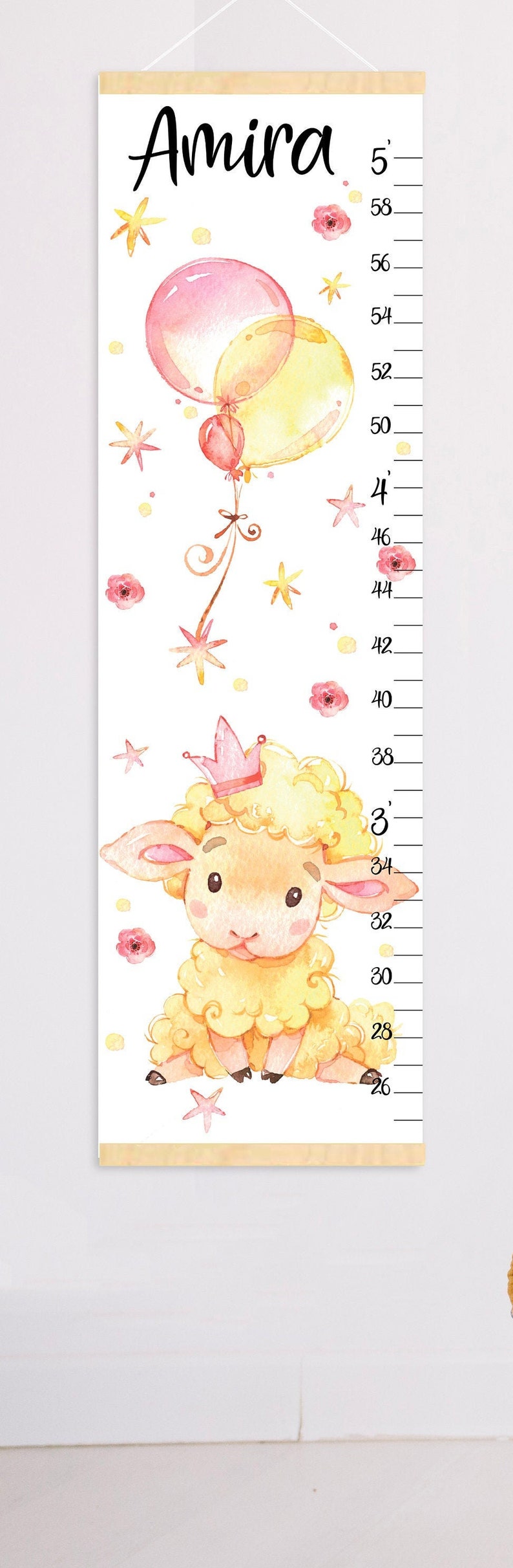 Cute Sheep Growth Chart Canvas Personalized Height Chart Lamb | Etsy