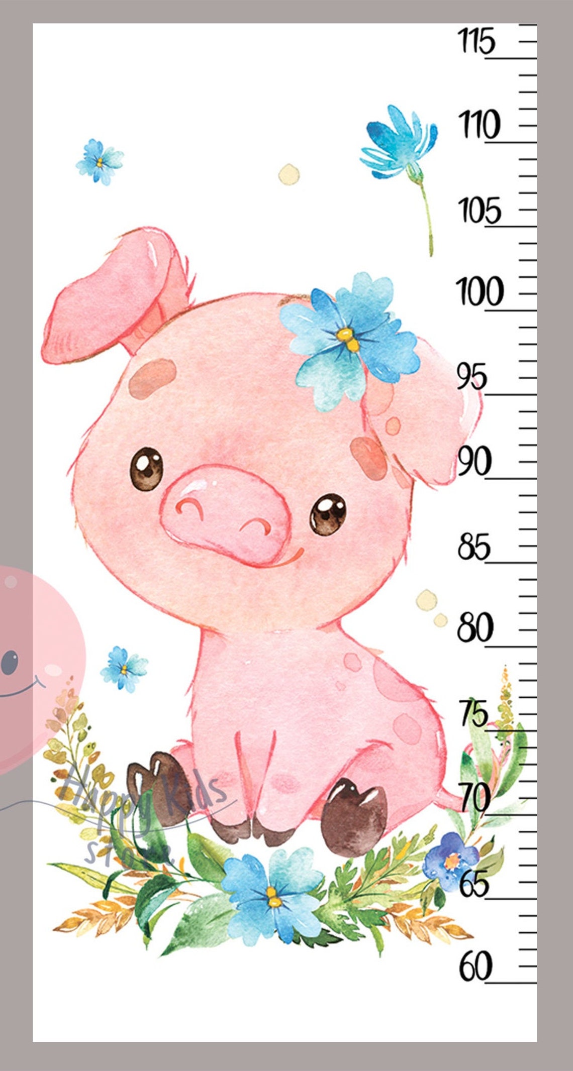 Piggy Height Chart Farm Animals Growth Chart Pig Baby Girl - Etsy
