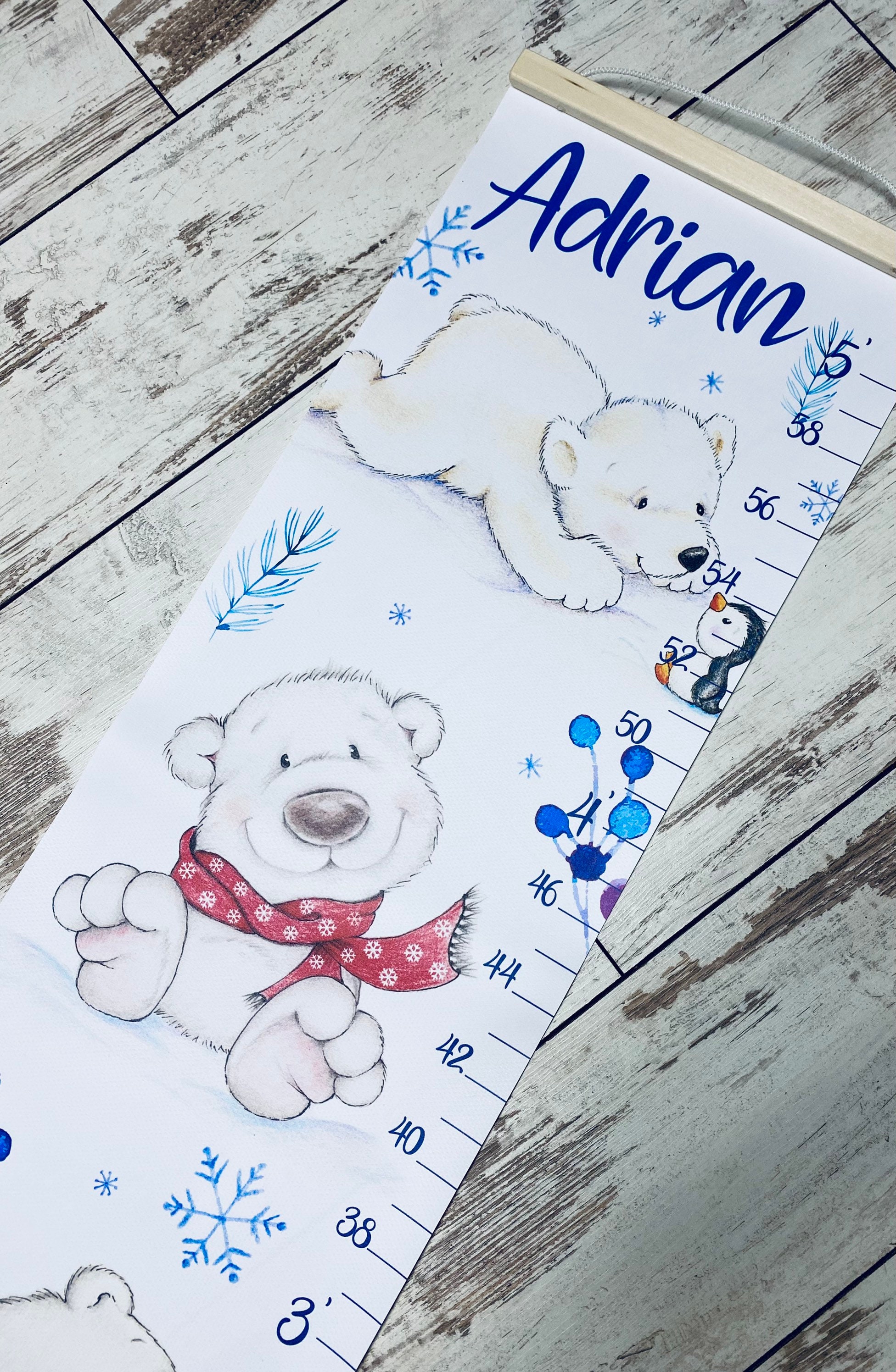 Polar Bears Growth Chart Personalized Canvas Height Chart Bear | Etsy