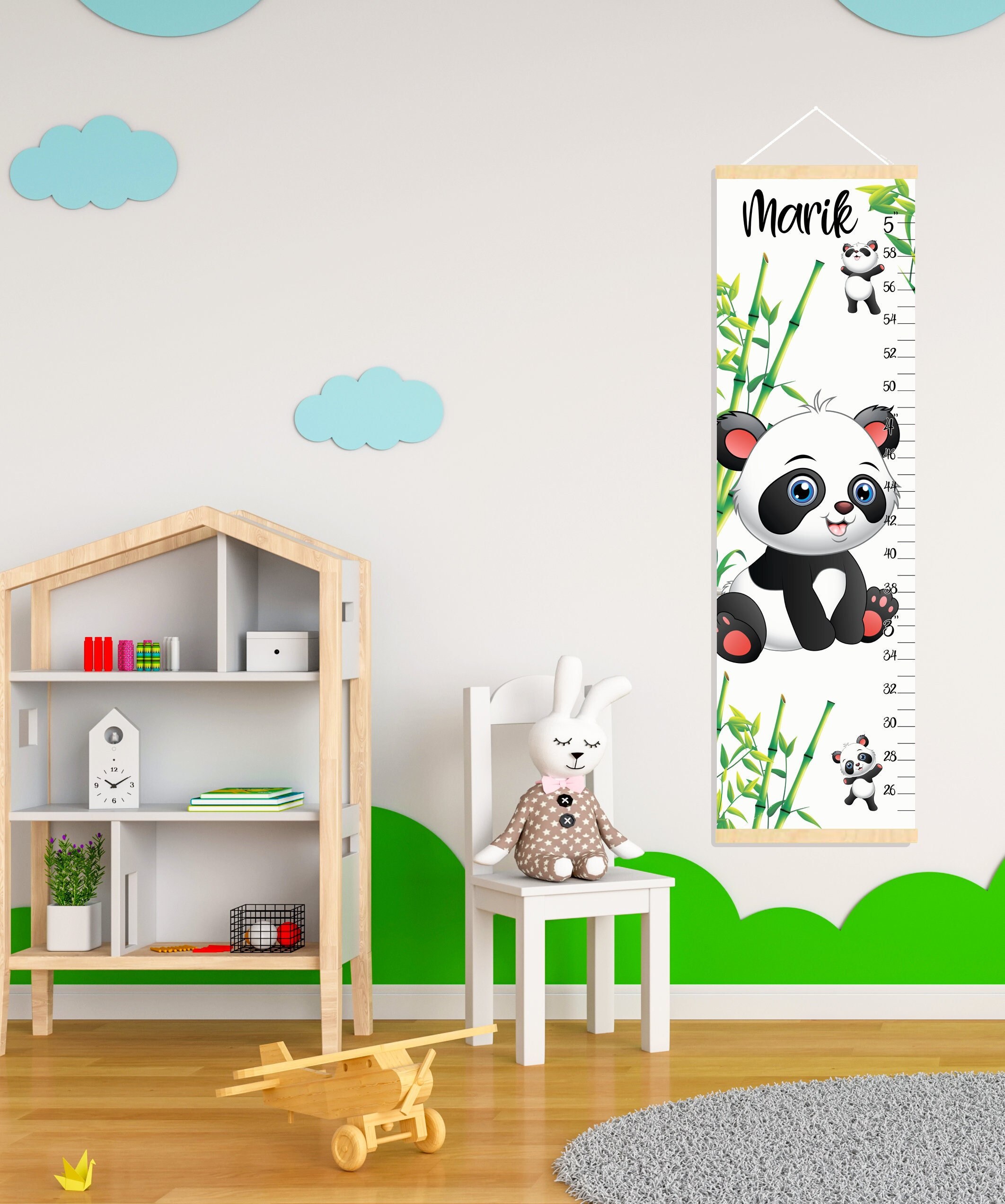 Personalised Height Chart Panda Bear Canvas Growth Chart - Etsy