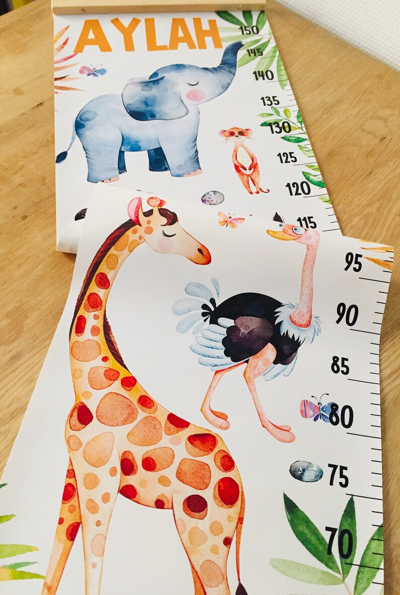 Jungle Animals Growth Chart Personalised Canvas Height Chart - Etsy