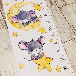 Cute Mouse Growth Chart Personalized Canvas Height Chart Little Mousy ...