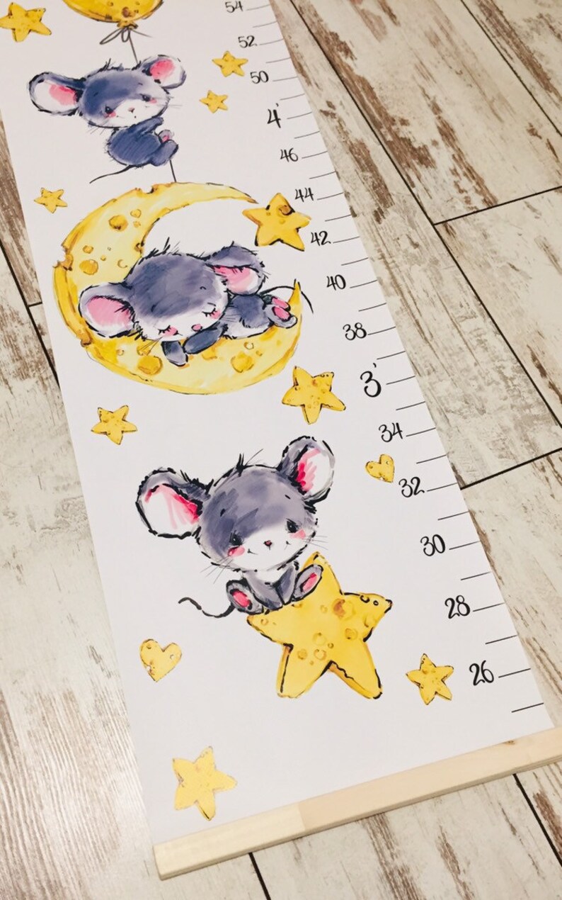 Cute Mouse Growth Chart Personalized Canvas Height Chart | Etsy