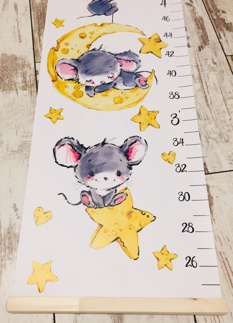 Cute Mouse Growth Chart Personalized Canvas Height Chart | Etsy