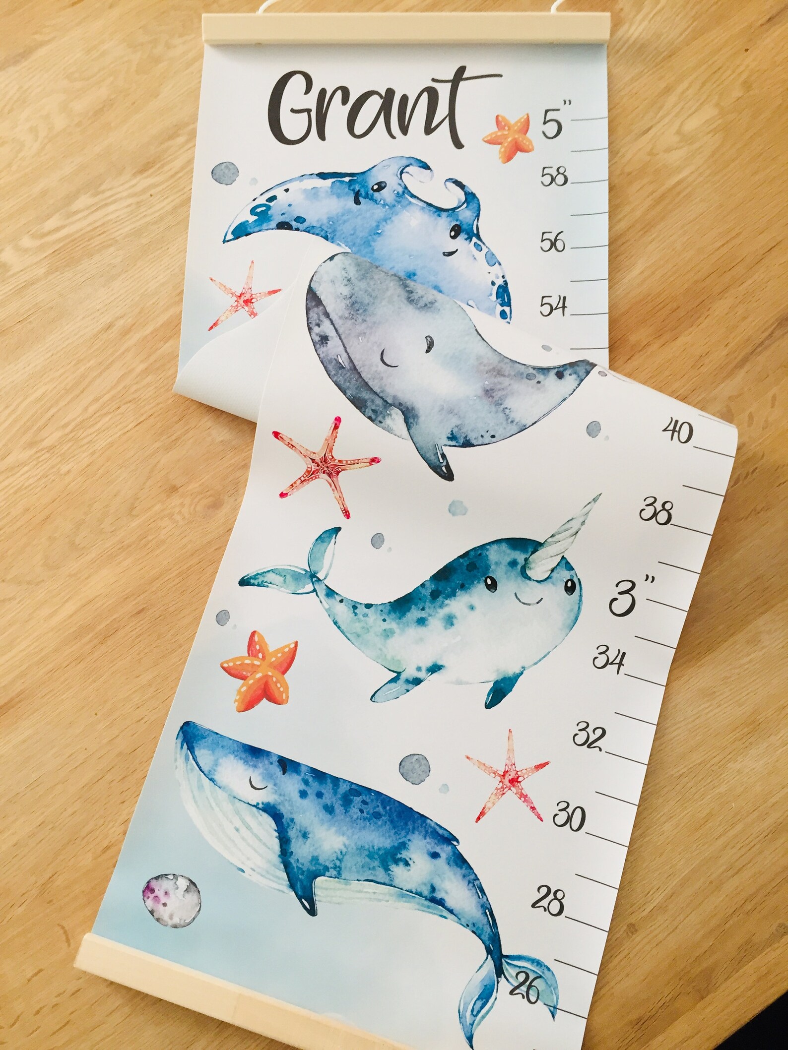Nautical Sea Creatures Growth Chart Canvas Height Chart | Etsy