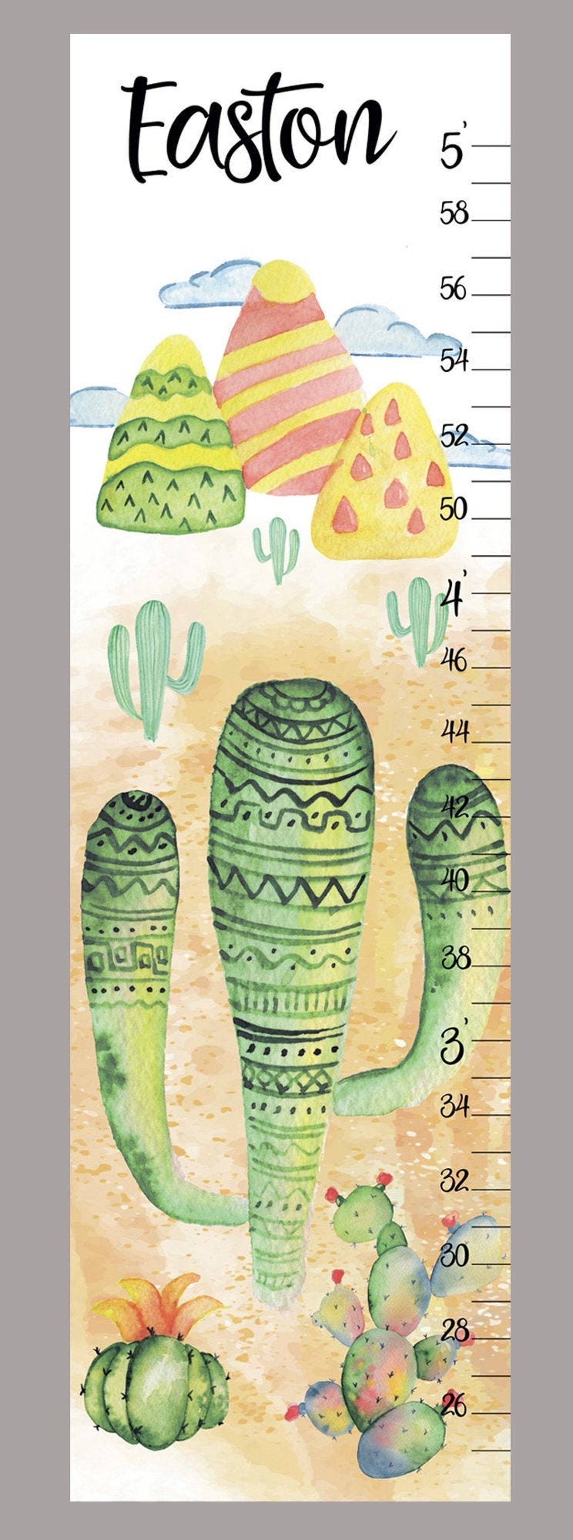 Cactus Growth Chart Desert Height Chart Cactus Mexico Nursery - Etsy