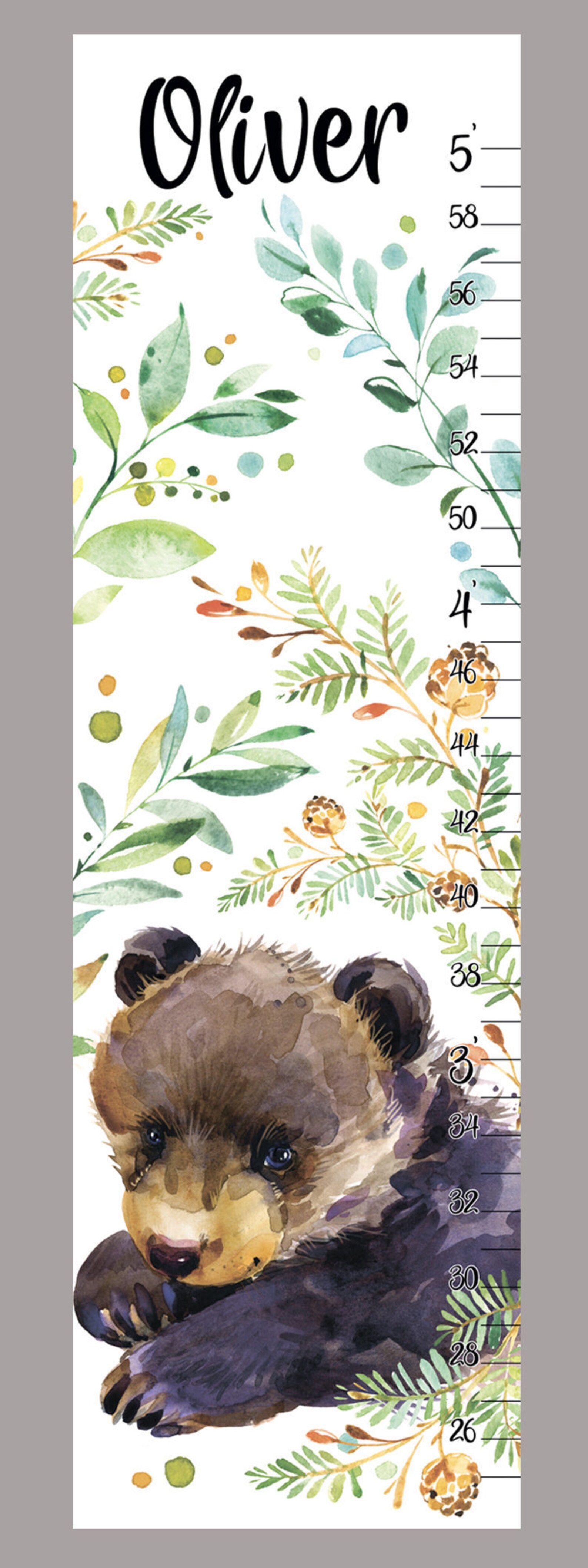 Baby Bear Growth Chart Woodland Height Chart Forest Animals - Etsy