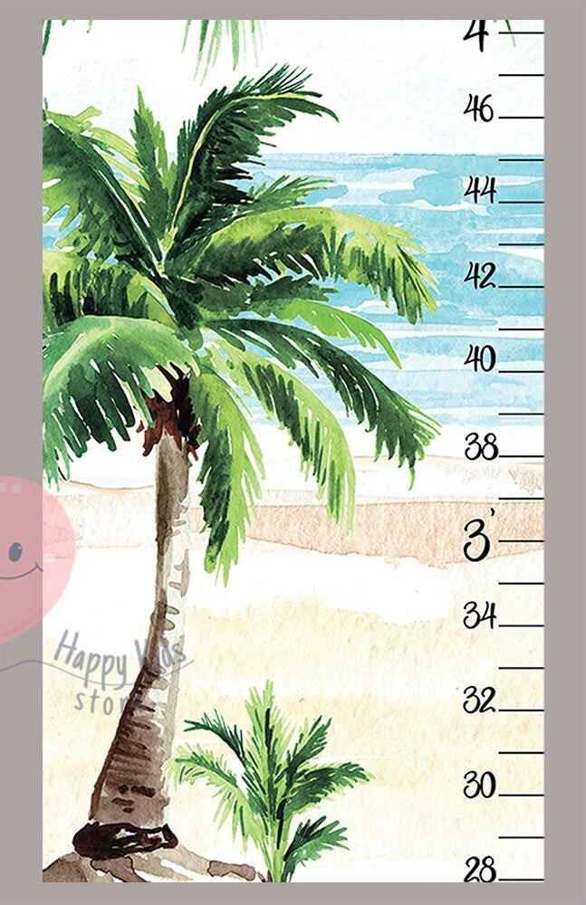 Beach with palm trees growth chart Personalized height chart | Etsy