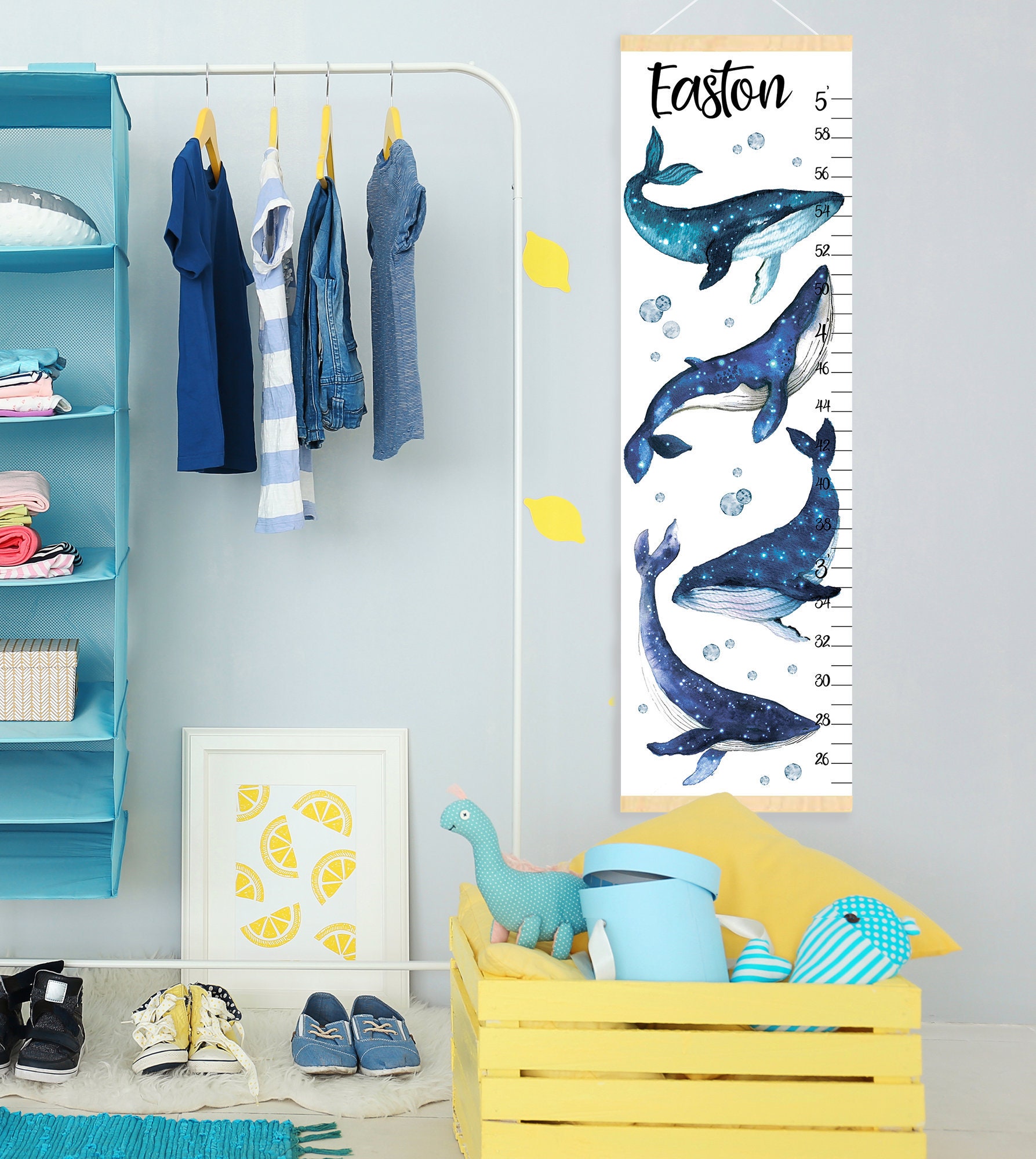 Whales Growth Chart Under the Sea Height Chart Ocean Nursery Gift for ...