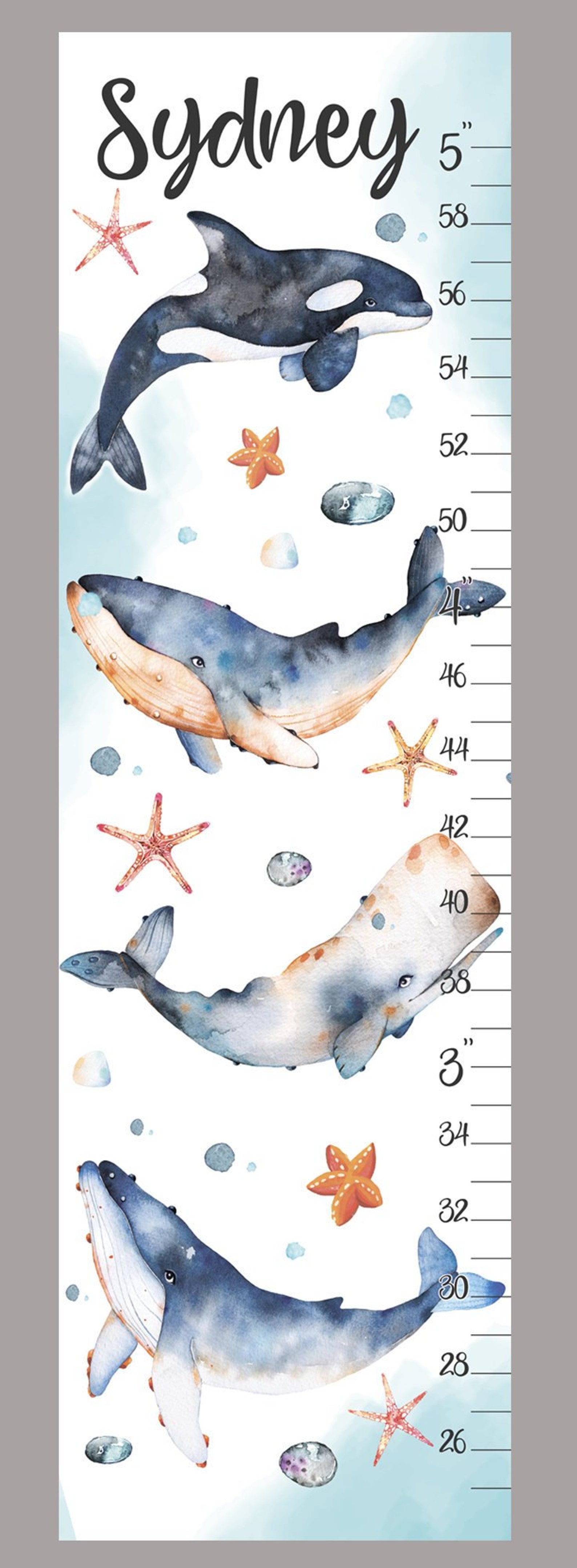 Whales Growth Chart Under the Sea Height Chart Ocean Nursery | Etsy