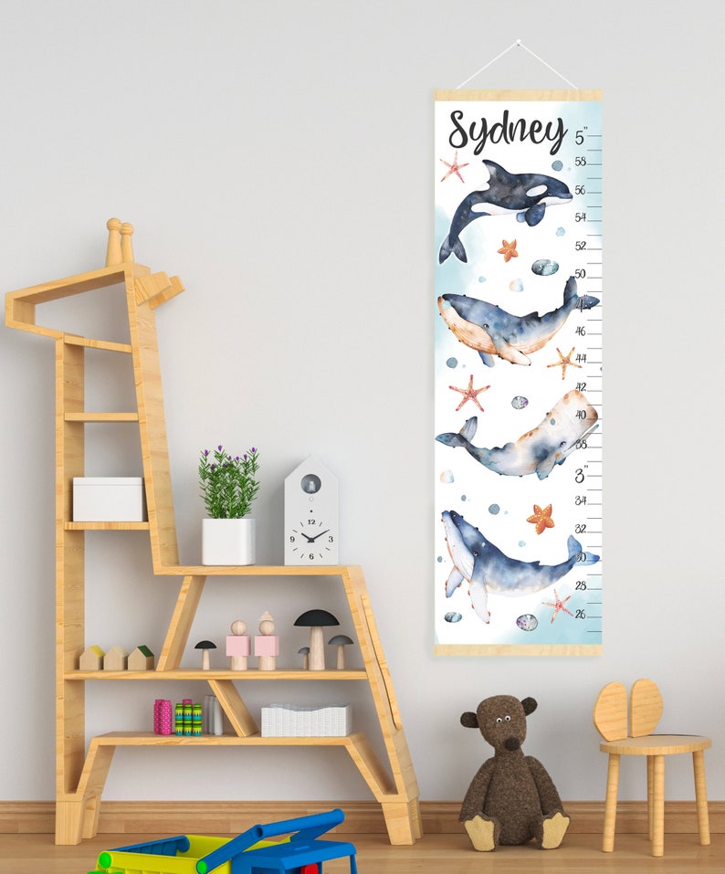 Whales Growth Chart Under the Sea Height Chart Ocean Nursery - Etsy