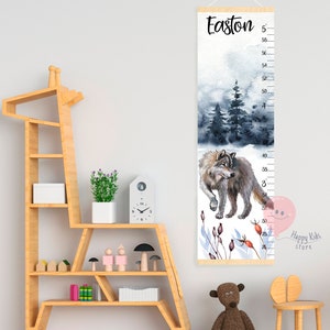 Height Chart Wolf Forest Growth Chart Wolf Nursery Decor Shower or ...