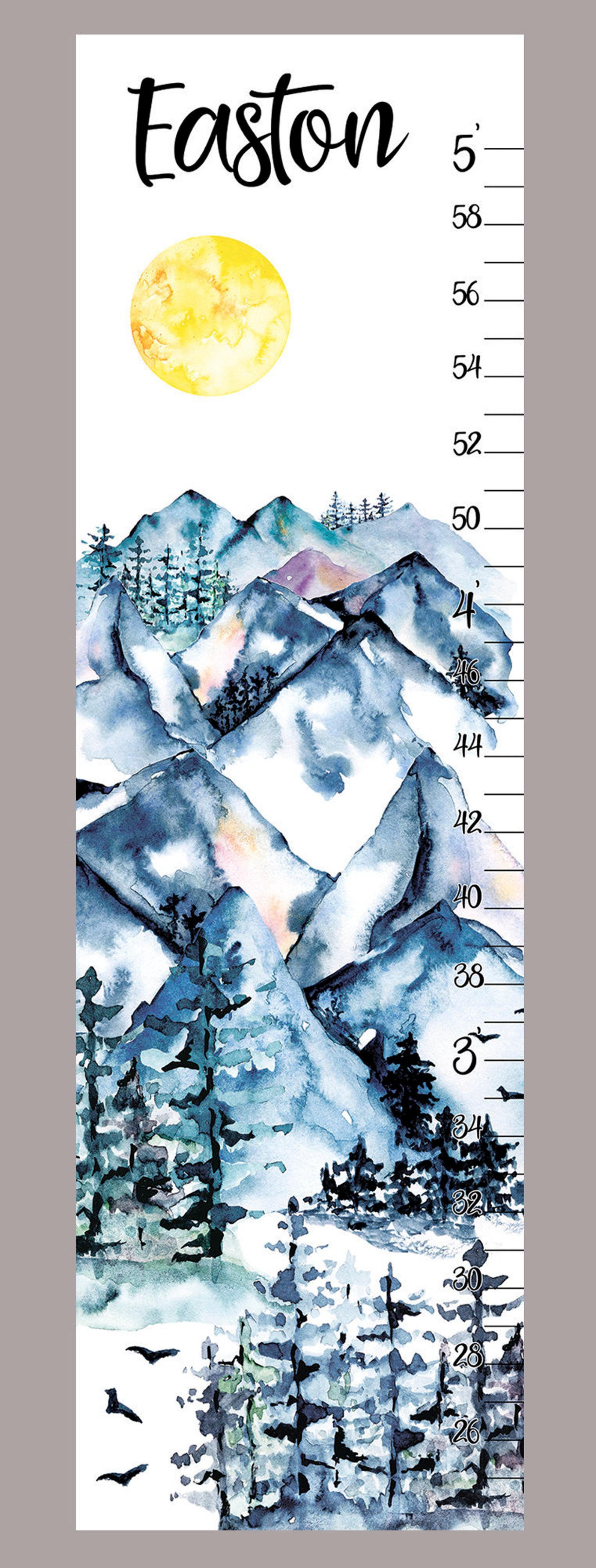 Mountains Growth Chart Forest Height Chart Mountain Nursery | Etsy