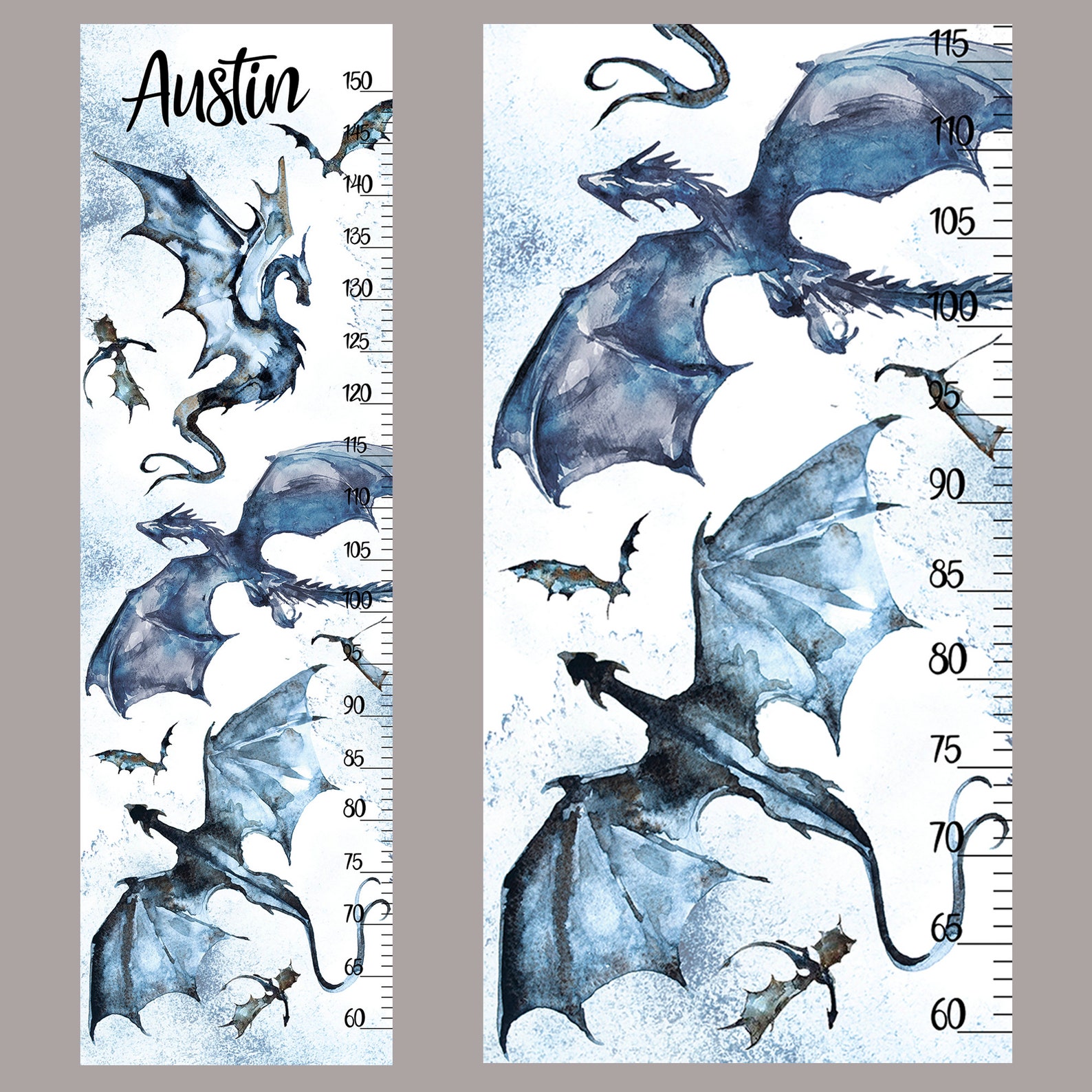 Dragons Height Chart Personalized Growth Chart Dragons Kids | Etsy