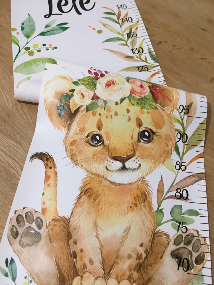 Lion growth chart Canvas personalized height chart Safari | Etsy
