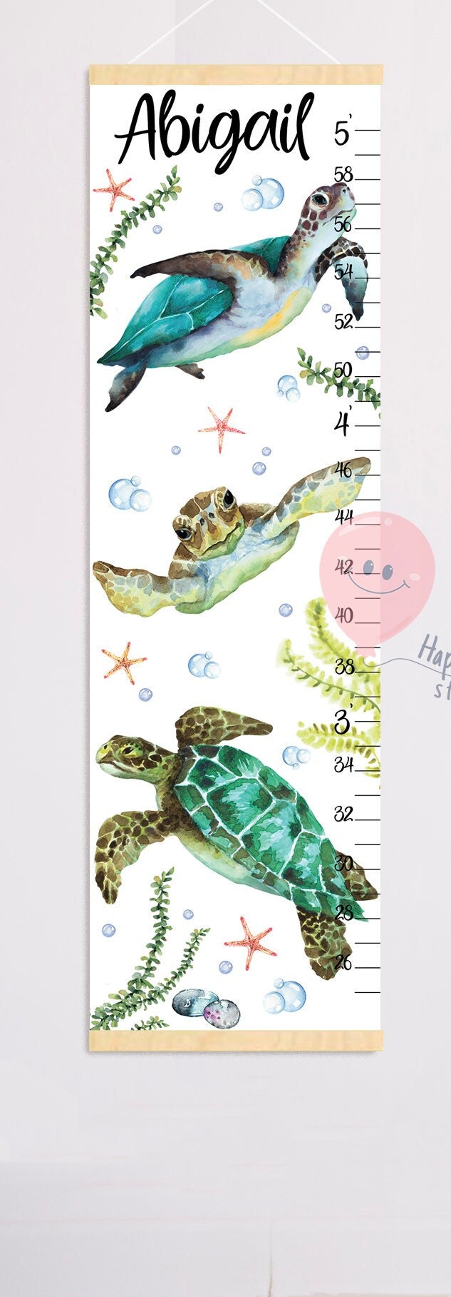 Turtles Growth Chart Under the Sea Height Chart Ocean Nursery - Etsy