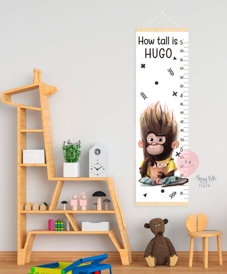 Monkey Height Chart Сhimpanzee Baby Growth Chart Safari Animals Nursery ...
