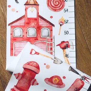 Fire Fighter Growth Chart Canvas Height Chart Future Fireman Kid Room ...