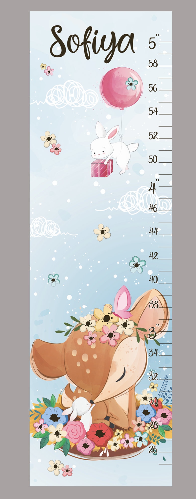 Deer Growth Chart – Woodland Nursery Canvas Wall Height Ruler - Etsy