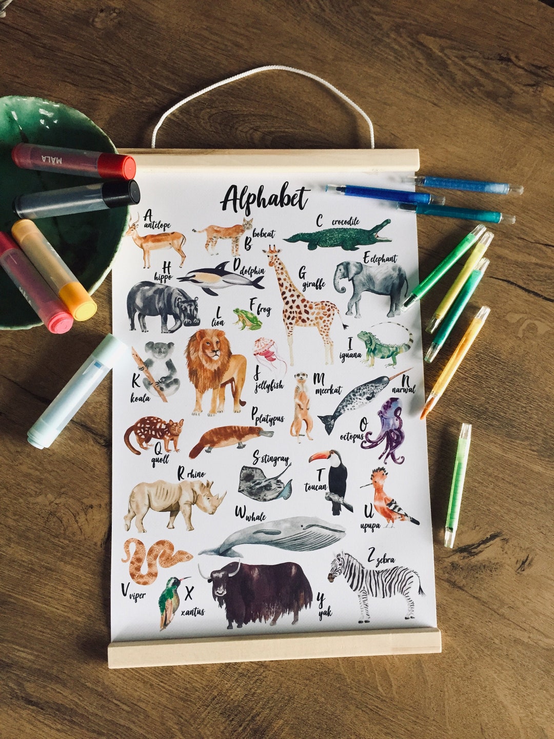 Watercolor Animals Alphabet Poster: A-Z Nursery Wall Decor - Etsy