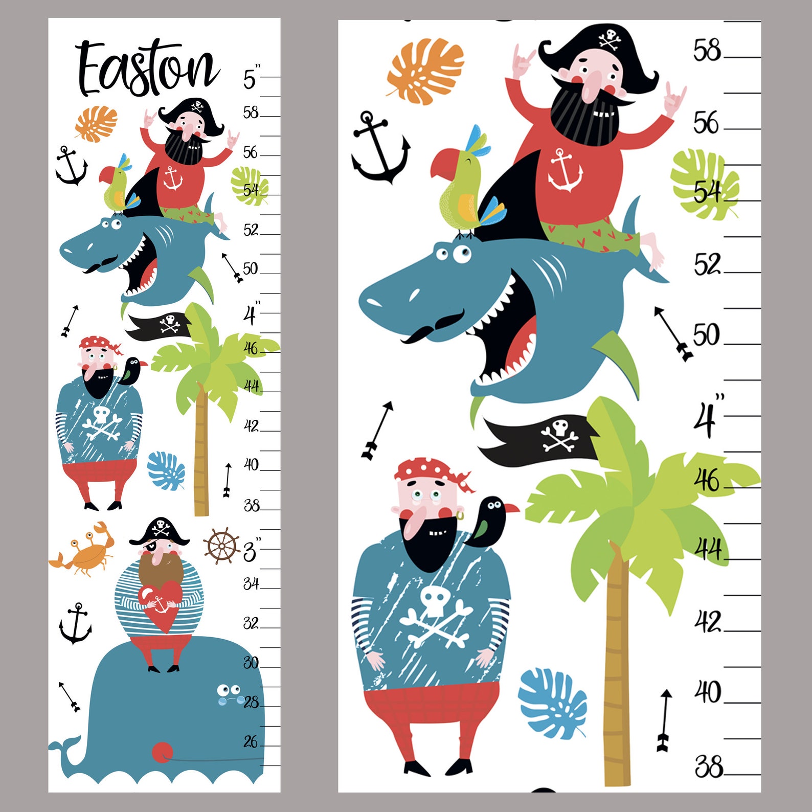 Pirates Growth Chart Canvas Personalized Height Chart Kids | Etsy