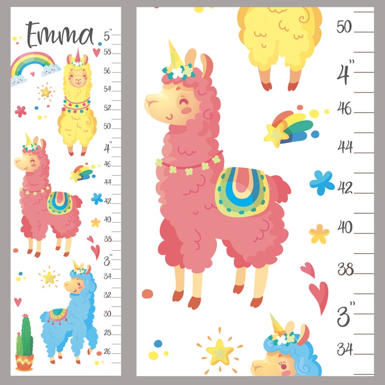 Llama Growth Chart Personalised Height Chart Alpaca Lama Nursery Room ...