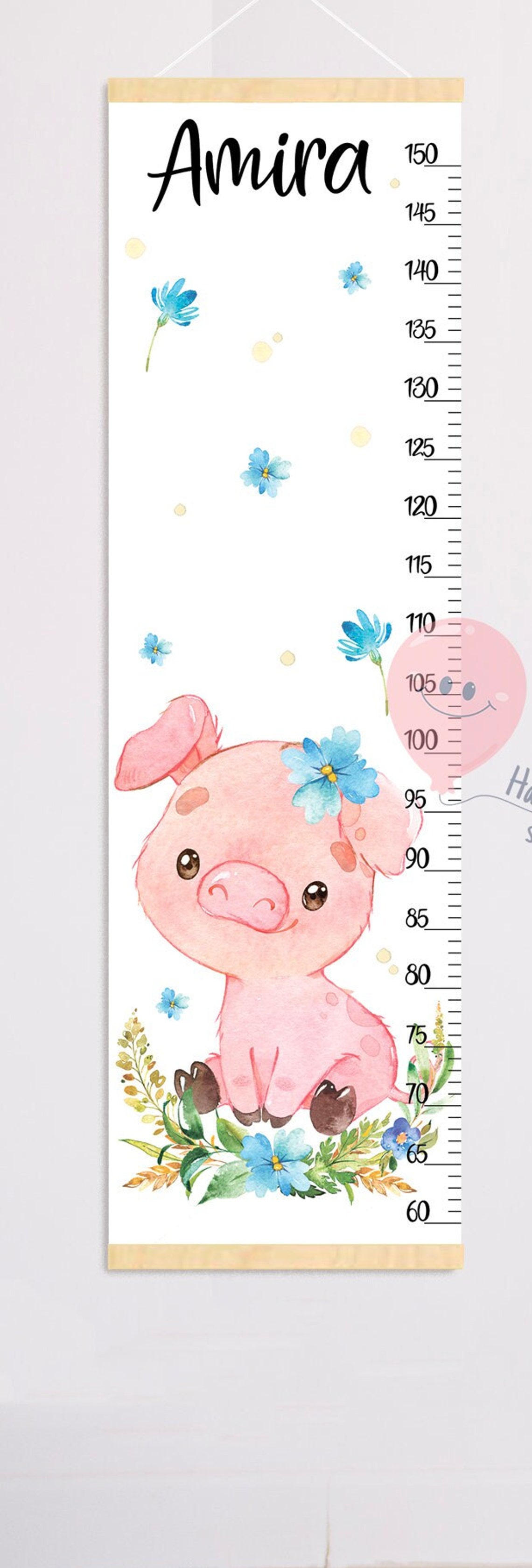 Piggy Height Chart Farm Animals Growth Chart Pig Baby Girl - Etsy